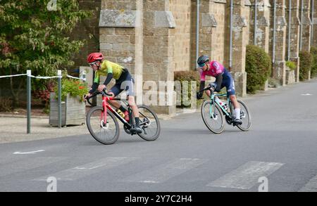 A view of the Mantilly cycle race, in Normandie, North West France ...