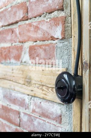 Vintage electric light switch on bedroom wall, selective focus Stock ...