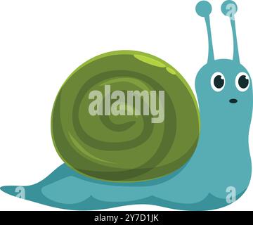 Cartoon snail is crawling along, leaving a trail of slime behind it ...