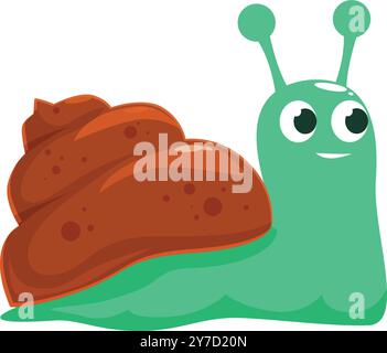 Cartoon snail with a big smile, crawling slowly on a rock Stock Vector ...
