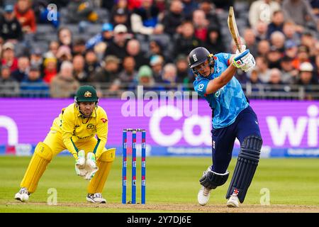 England's Jamie Smith bats during the first Ashes cricket test match ...