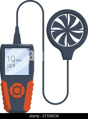 Digital anemometer is measuring wind speed and displaying data on ...