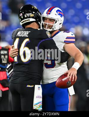 Baltimore Ravens long snapper Nick Moore (46) blocks during the first ...