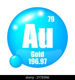 Gold icon. Au chemical element. Atomic number 79. Mass 196.97. Green ...