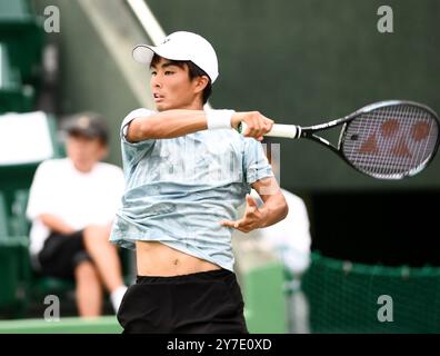 Oliver Bonding during the Boys' Doubles Final against Oskari Paldanius ...