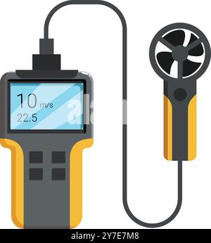 Digital anemometer showing wind speed and temperature on screen Stock ...