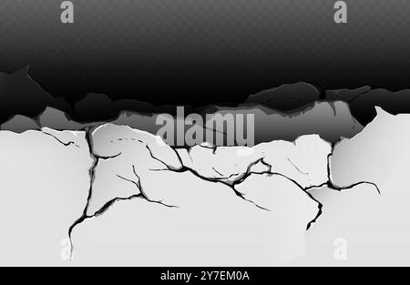 Broken wall cracks, cleft and crackle, seamless vector effects for ...