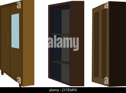 Old almirah vector illustration. Cupboard isolated white background ...