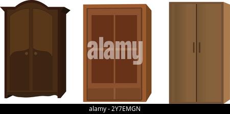 Old almirah vector illustration. Cupboard isolated white background ...