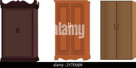Old almirah vector illustration. Cupboard isolated white background ...