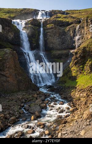The Rjúkandi Waterfall During Summer in Iceland Stock Photo - Alamy