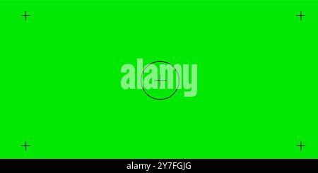 Green screen background with tracking cross marks. Chroma key technique ...