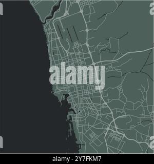 Map of Jeddah in Saudi Arabia in grayscale. Contains layered vector ...