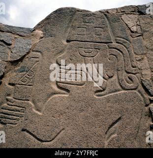 Sechin (Casma) executioner at the Chavin temple Peru Stock Photo - Alamy