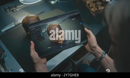 Modern archaeological lab: Archaeologist studies ancient human anatomy ...