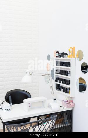workplace of the master for manicure chair table and devices nails ...