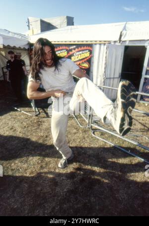 Andrew W.K. backstage at the Reading Festival 2002, Reading , Berkshire ...
