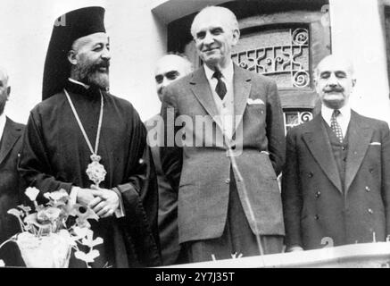 GEORGE GRIVAS, ARCHBISHOP MAKARIOS AND GEORGE PAPANDREOU IN ATHENS ...