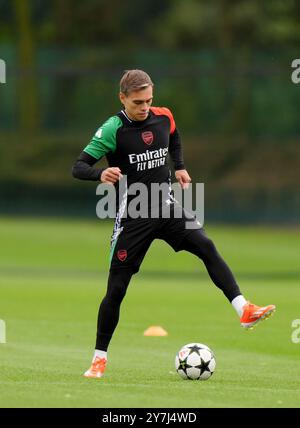 Arsenal's Leandro Trossard during a training session at the Sobha ...