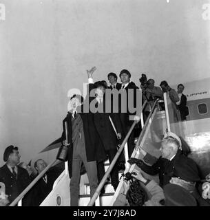 THE BEATLES POP GROUP RETURNS TO LONDON ; 22 FEBRUARY 1964 Stock Photo ...