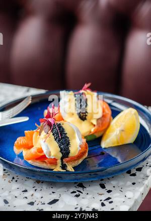 Eggs Royale Scottish smoked salmon Stock Photo - Alamy