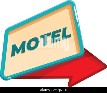 Red motel sign with arrow pointing right is isolated on white ...