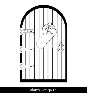 Hand Knocking on Wooden Door Icon, Minimalist Hand Knocking on Door ...