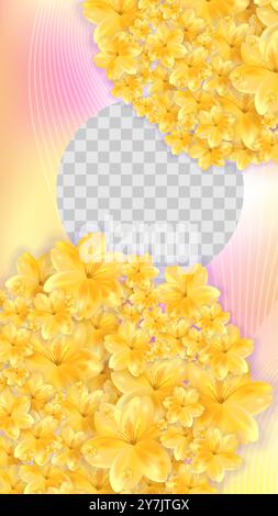 Fall round yellow flower stories background template. Golden flower ...
