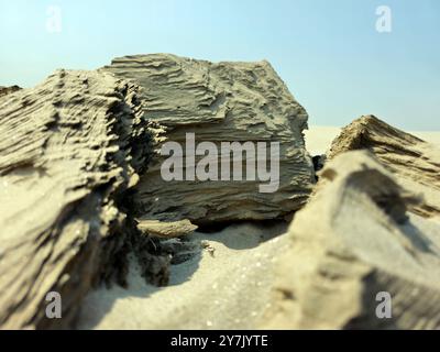 Wind erosion deflation. Aeolian landforms. Aeolian deposits sand Stock ...