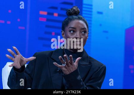 Simone Biles in conversation with David A. Steinberg during Zeta Global ...