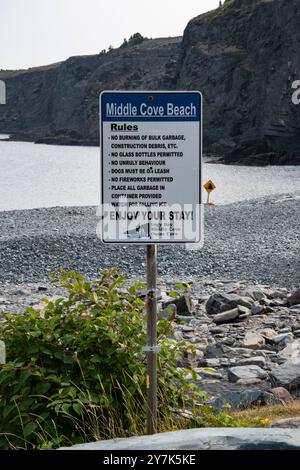 Middle Cove Beach rules sign in Logy Bay-Middle Cove-Outer Cove ...