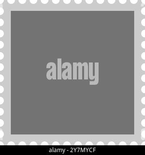 Square format postage stamp vector silhouette frame with perforated ...