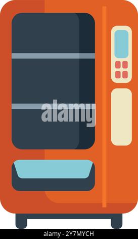 Icon of a vending machine dispensing drinks and snacks, featuring a sleek design and multiple ...