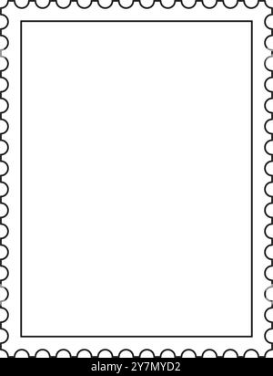 Postage stamp template, perforated outline of a postage stamp tear line ...
