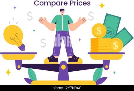 Vector Illustration of Comparing Prices and Inflation in the Economy ...