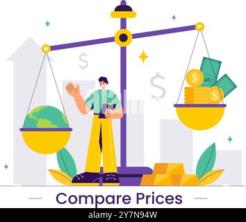 Vector Illustration of Comparing Prices and Inflation in the Economy ...