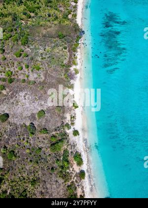 Aerial view of the Mayotte lagoon with visible coral reef flats and the ...