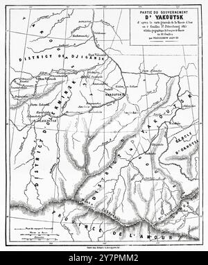 Old map of Yakutsk, Russia. Trip to the land of the Yakuts. Asian ...