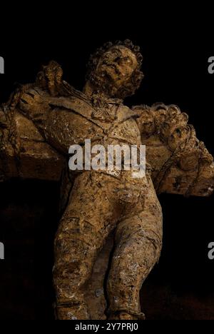 Detail of sculpted art of hand of Jesus with wound nail mark from ...