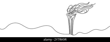 Continuous line drawing of the Olympic torch. Single line drawing of ...