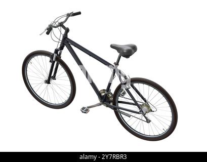 Black bicycle, side top view isolated on white background, 3D ...