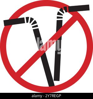 Stop using the plastic straw icon logo sign vector outline in black and ...