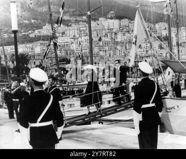 GRACE AND HER PRINCE ABOARD DEO JUVANTE IIGrace Kelly smiles happily as ...