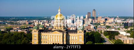 Aerial panoramic photograph of Iowa's beautiful, gold-leaf covered ...