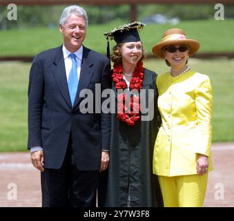Sen. Hillary Clinton (D-NY) and her daughter, Chelsea, greet the hall ...