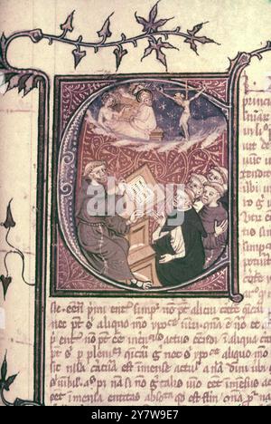 A medieval manuscript illustration depicting Christ taking leave of His ...