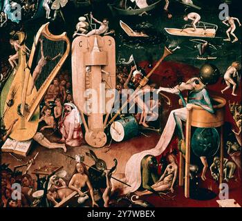 15th century musical instruments. Painting Hubert van Eyck?) showing ...