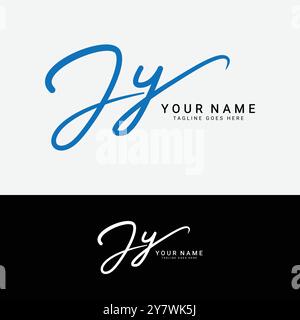 J Y JY Initial letter handwritten and signature vector image template ...