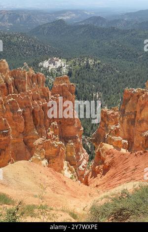 View of geologic forces weathering strata into hoodoos viewed from Agua ...