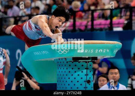 Asher Hong (USA) competing on the vault during the Artistic Gymnastics ...